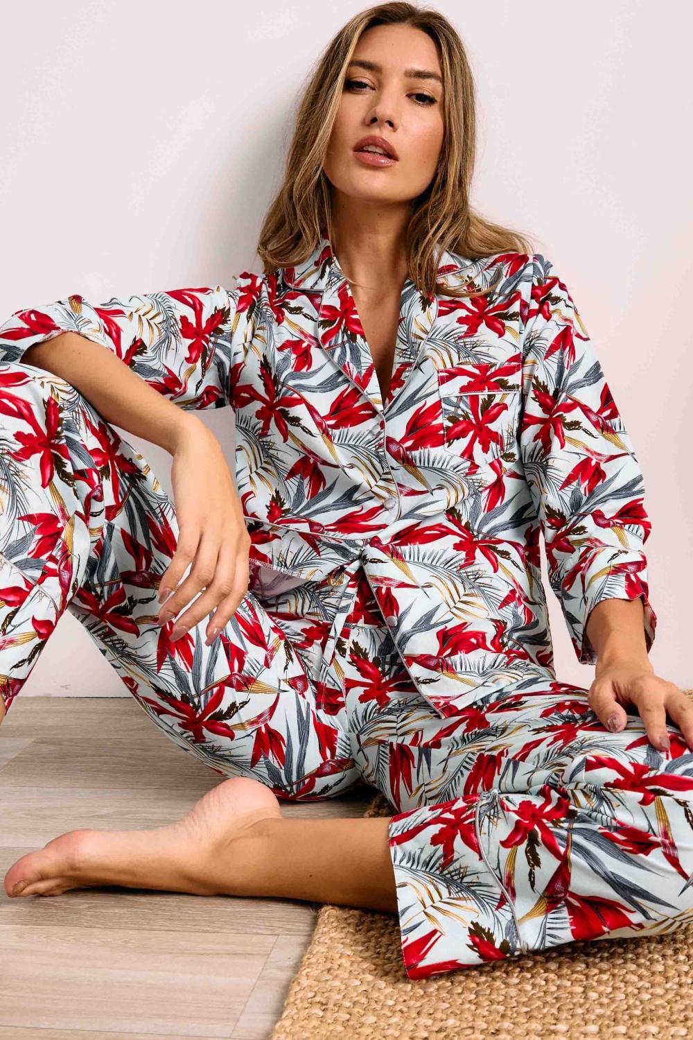 CRD25911-B - Ladies 100% Cotton Bird of Paradise Pyjama Set/p>