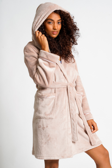 CRC790243-M Mink Hooded Fleece Robe